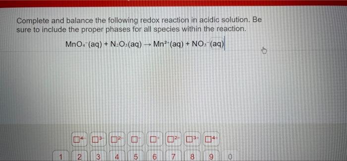 Solved Complete and balance the following redox reaction in | Chegg.com