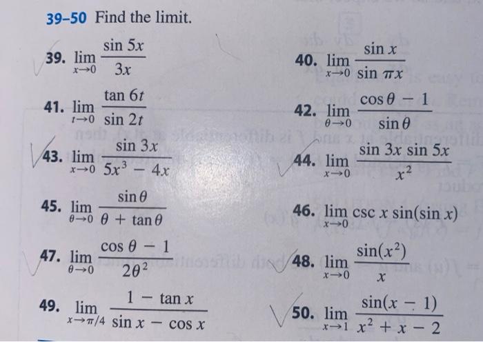 Solved Hi im struggling in solving trig limits. Im very good | Chegg.com