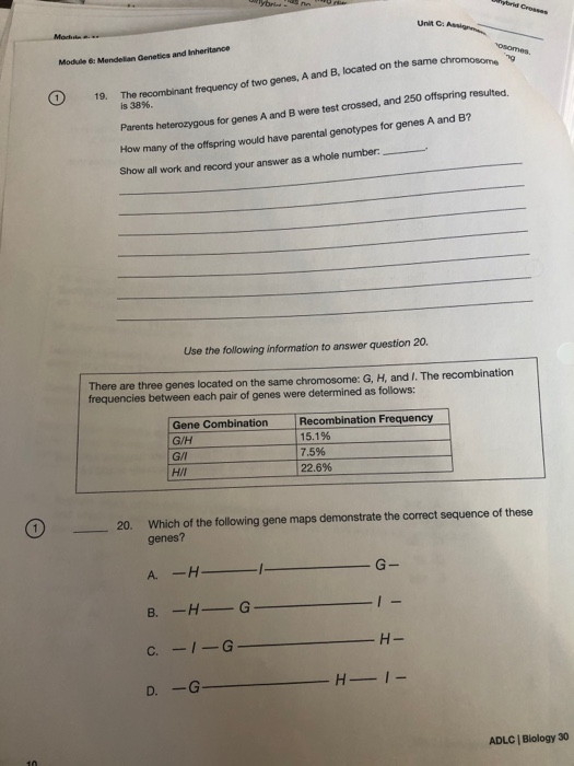 Solved wybran Unit Ol osomes. Module & Mendelian Genetics | Chegg.com
