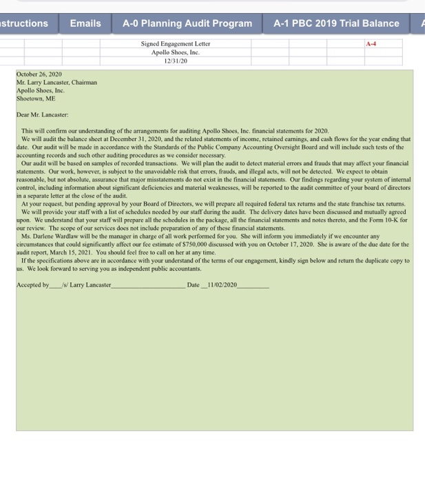 AuditingApollo Shoes AssignmentFall 2020 I. | Chegg.com