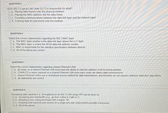 Solved The subject is telecommunications and i only need the | Chegg.com