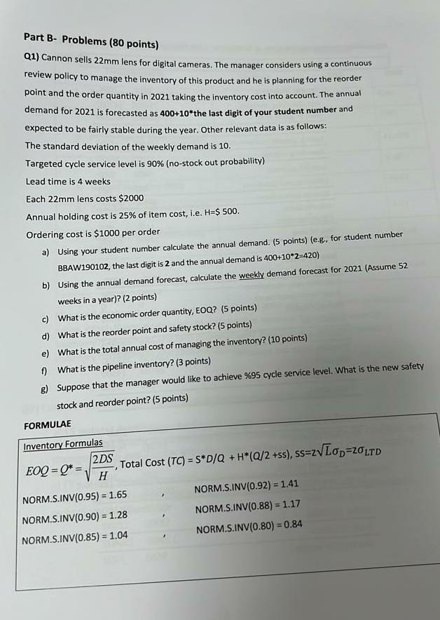 Solved Part B-Problems ( 80 points) Q1) Cannon sells 22 mm | Chegg.com