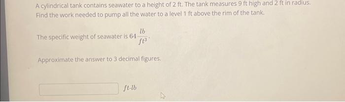 Solved A cylindrical tank contains water to a height of 2 m. | Chegg.com