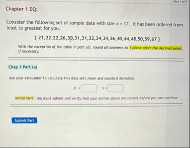 Solved Part 1 ﻿of 5Chapter 1 ﻿DQ:Consider the following set | Chegg.com