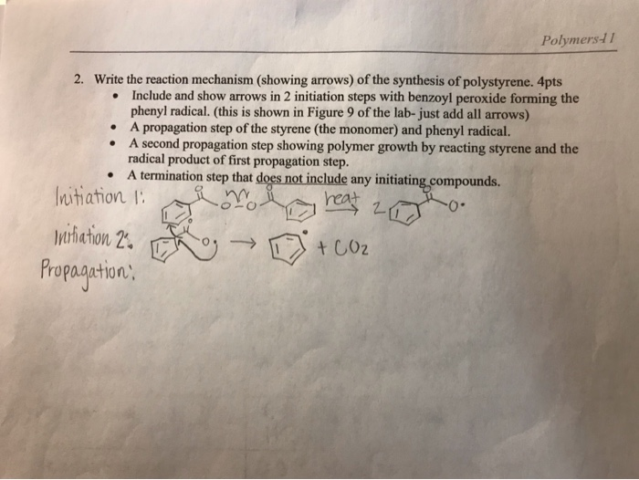 Solved reaction mech: initiation , propagation, and | Chegg.com