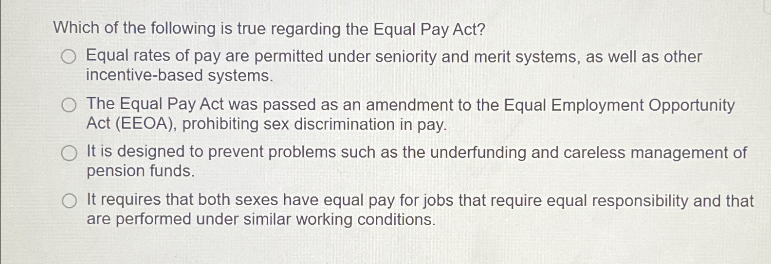 Solved Which of the following is true regarding the Equal | Chegg.com