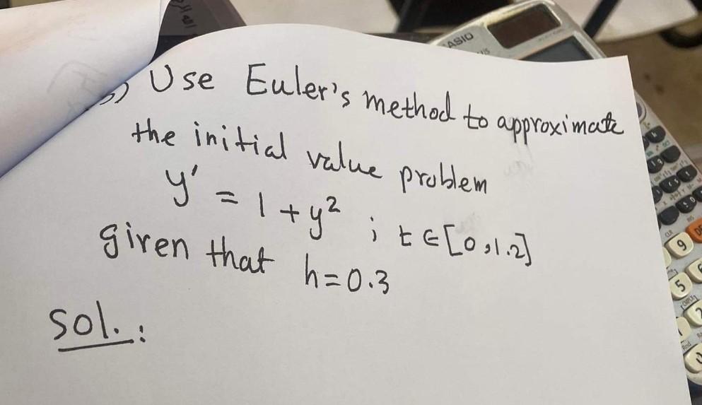 Solved Use Euler's method to approximate the initial value | Chegg.com