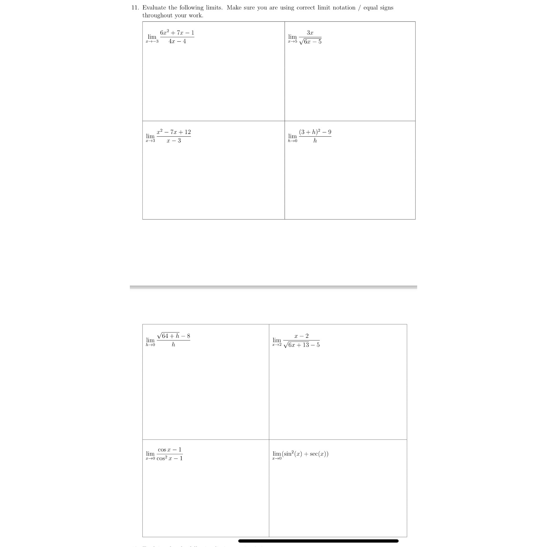 Solved Evaluate the following limits. ﻿Make sure you are | Chegg.com