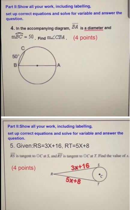 Solved Part II:Show all your work, including labelling, set | Chegg.com