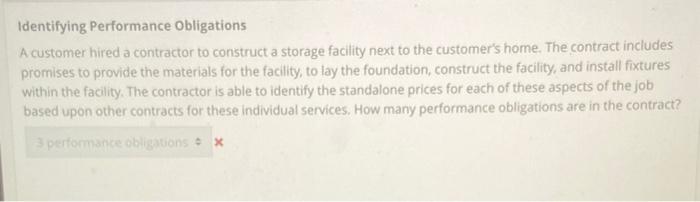 Solved Identifying Performance Obligations A customer hired | Chegg.com