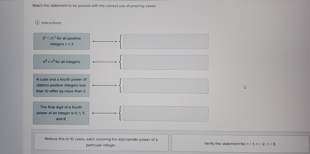 Solved Match the statement to be proved with the correct use | Chegg.com