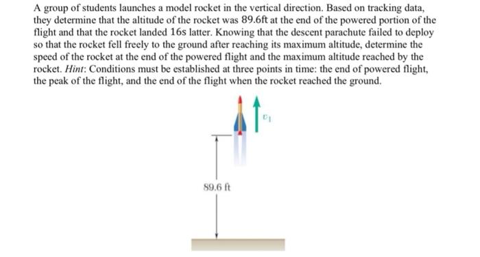 Solved A group of students launches a model rocket in the | Chegg.com