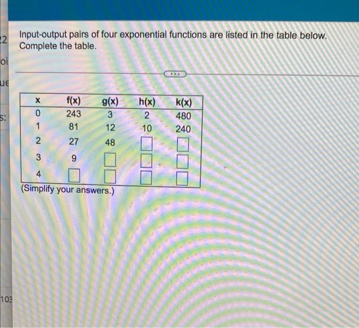 Solved 2 Input Output Pairs Of Four Exponential Functions 6206
