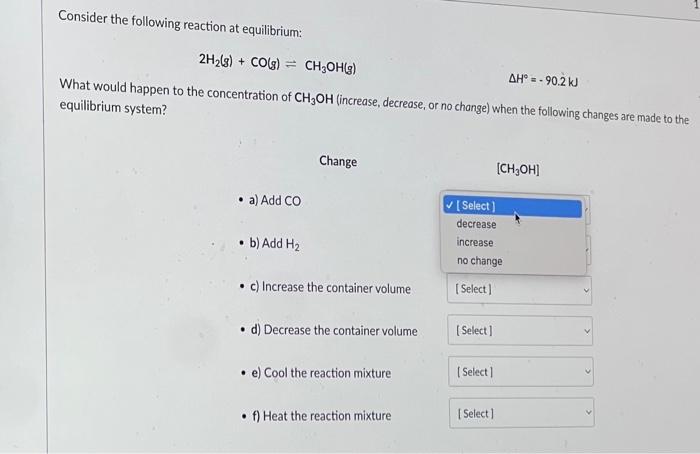 Solved Consider the following reaction at equilibrium: 2H2( | Chegg.com