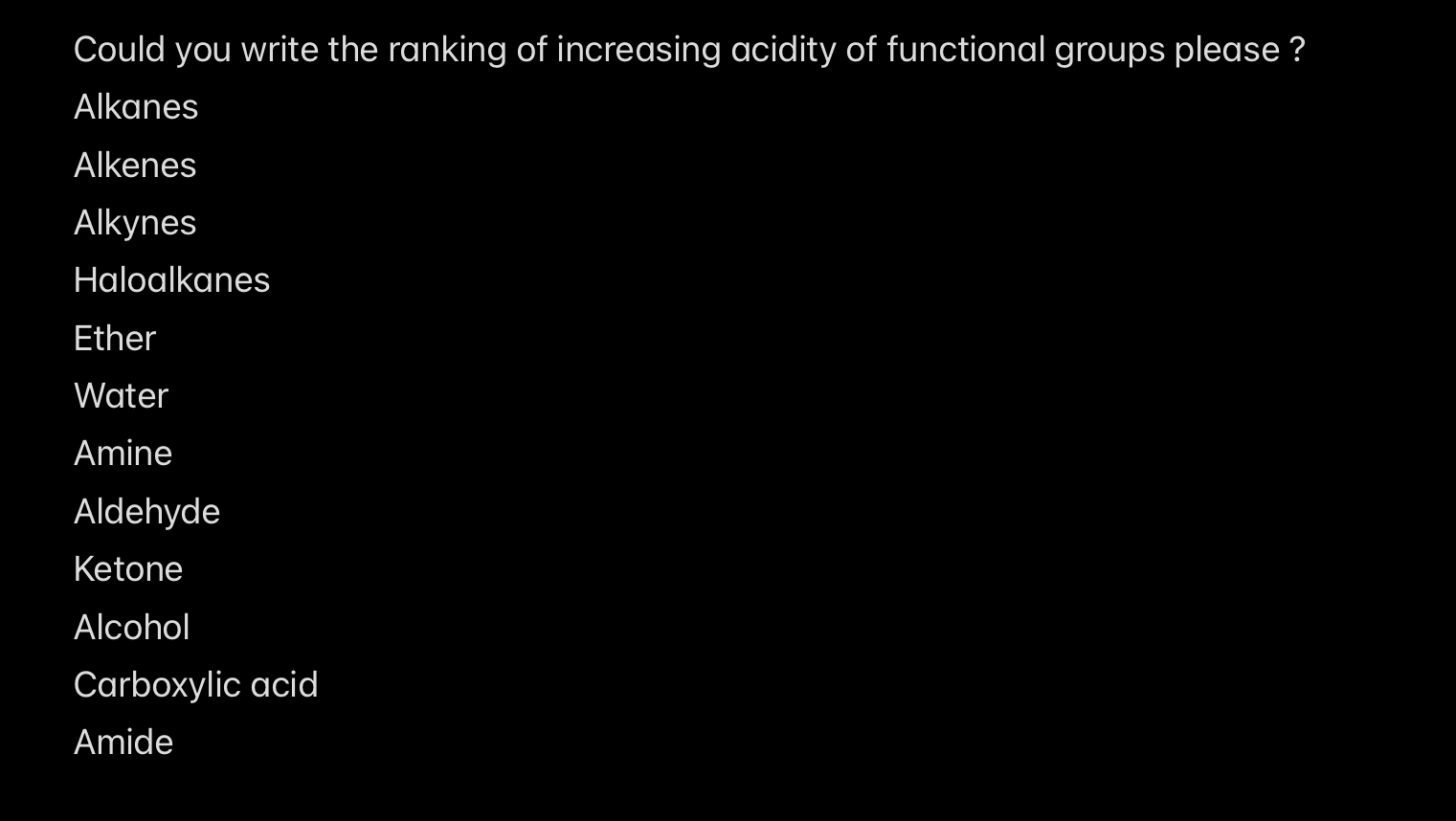 Solved Could you write the ranking of increasing acidity of | Chegg.com