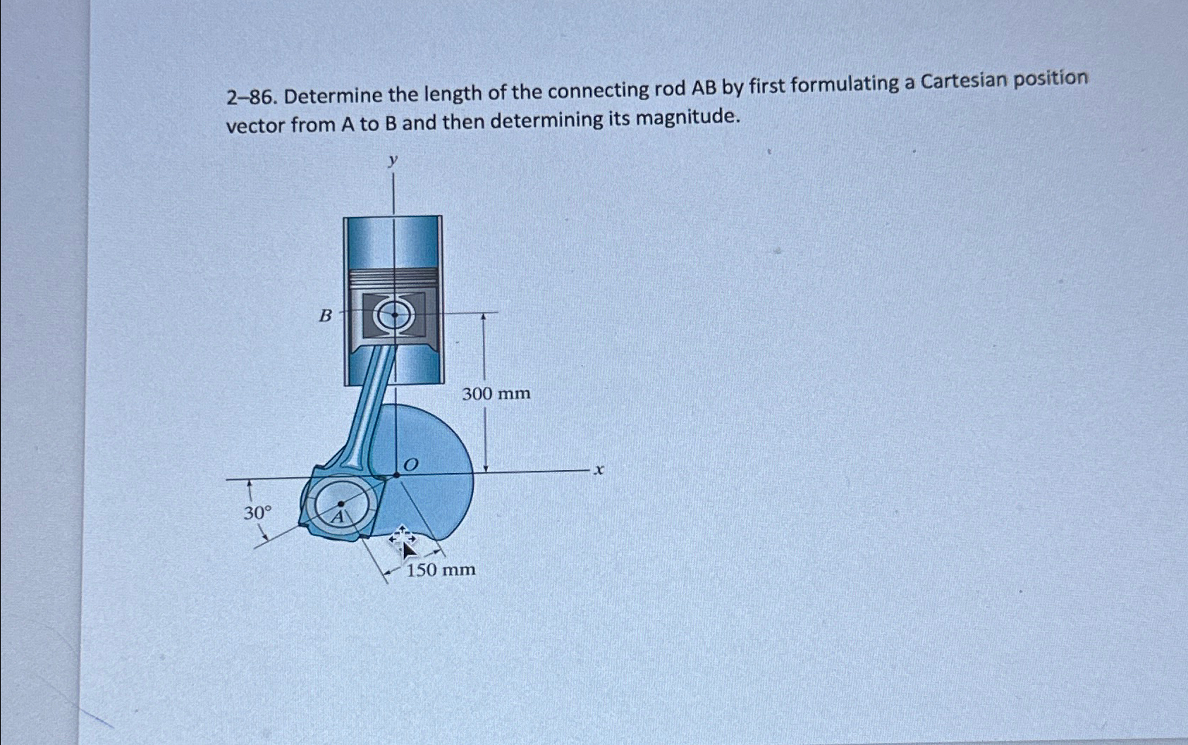 Solved 2-86. ﻿Determine the length of the connecting rod AB | Chegg.com