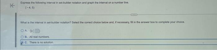 Solved Express the following interval in set-builder | Chegg.com