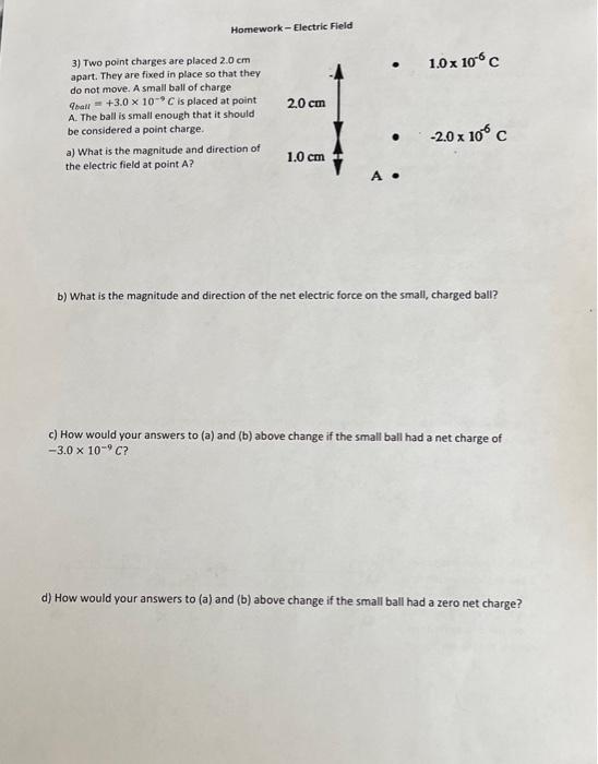 Homework-Electric Field 1) The figure on the right | Chegg.com