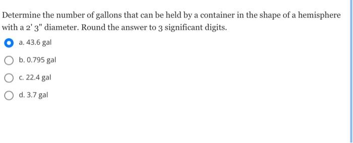 Solved Determine the number of gallons that can be held by a | Chegg.com