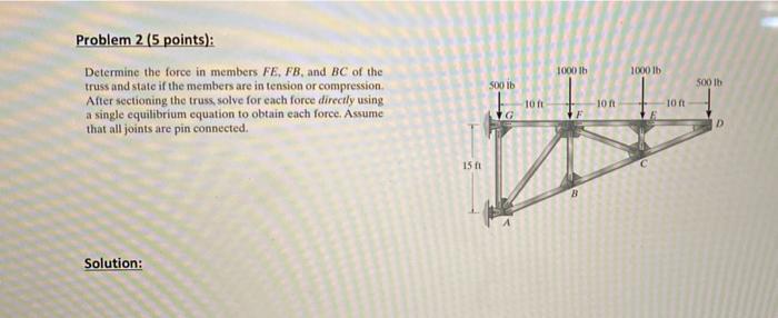 Solved 1000 lb 1000 ID Problem 2 (5 points): Determine the | Chegg.com Solved 1000 lb 1000 ID Problem 2 (5 points): Determine the | Chegg.com
