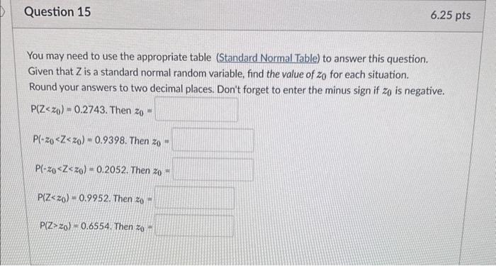 Solved You may need to use the appropriate table (Standard | Chegg.com