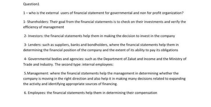 Solved Questioni 1- who is the external users of financial | Chegg.com