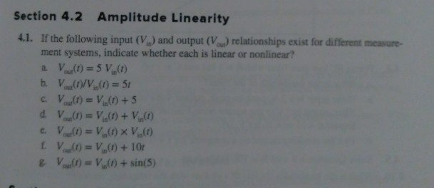 Solved Section 4.2 Amplitude Linearity 4.1. If the following | Chegg.com