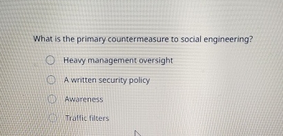 Solved What is the primary countermeasure to social | Chegg.com