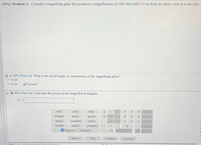 Solved (14\%) Problem 3: Consider a magnifying glass that | Chegg.com