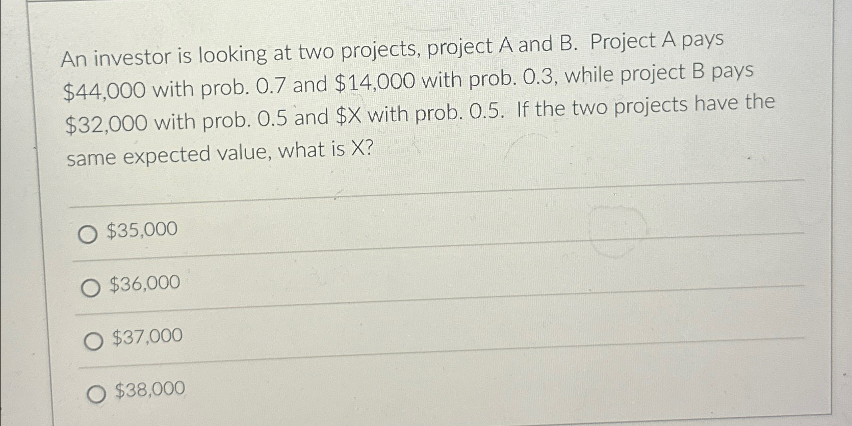 Solved An investor is looking at two projects, project A and | Chegg.com