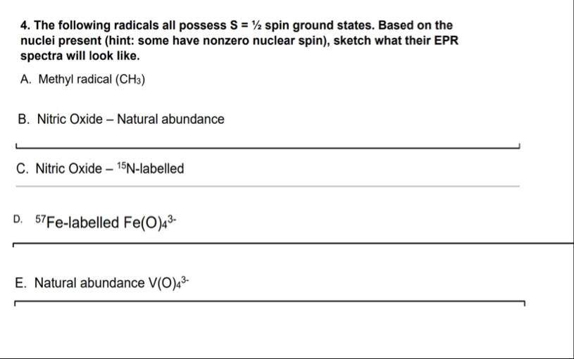 Solved The following radicals all possess S=12 ﻿spin ground | Chegg.com