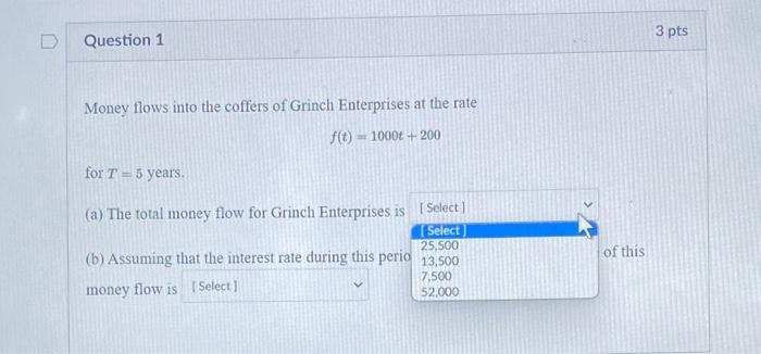 Solved Money flows into the coffers of Grinch Enterprises at | Chegg.com