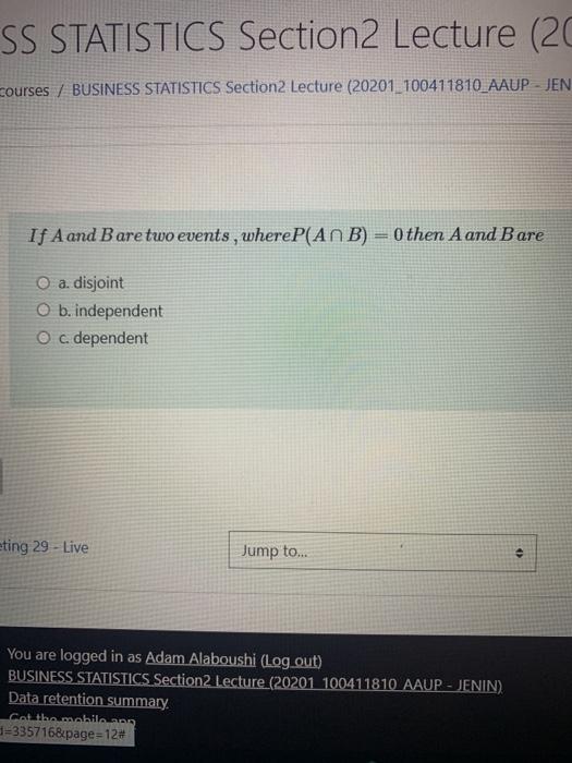 Solved SS STATISTICS Section 2 Lecture (20 courses / | Chegg.com