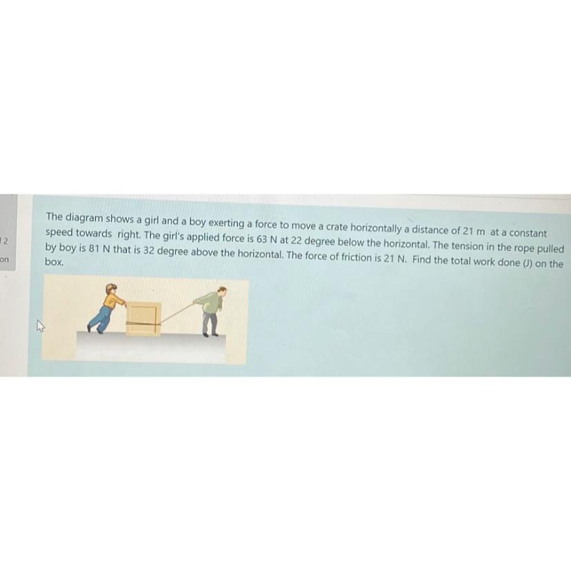 Solved The diagram shows a girl and a boy exerting a force | Chegg.com
