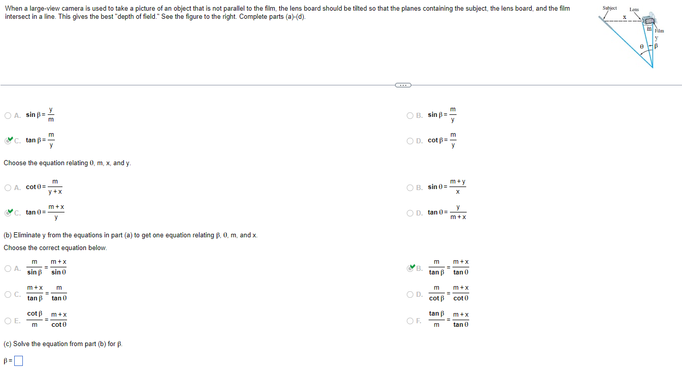 Solved When a large-view camera is used to take a picture of | Chegg.com