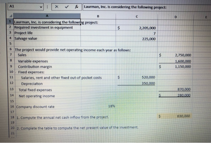 Solved Laurman, Inc. is considering the following project: | Chegg.com
