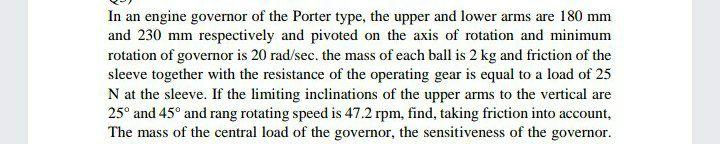 Solved In an engine governor of the Porter type, the upper | Chegg.com