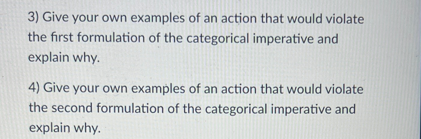 Solved Give your own examples of an action that would | Chegg.com