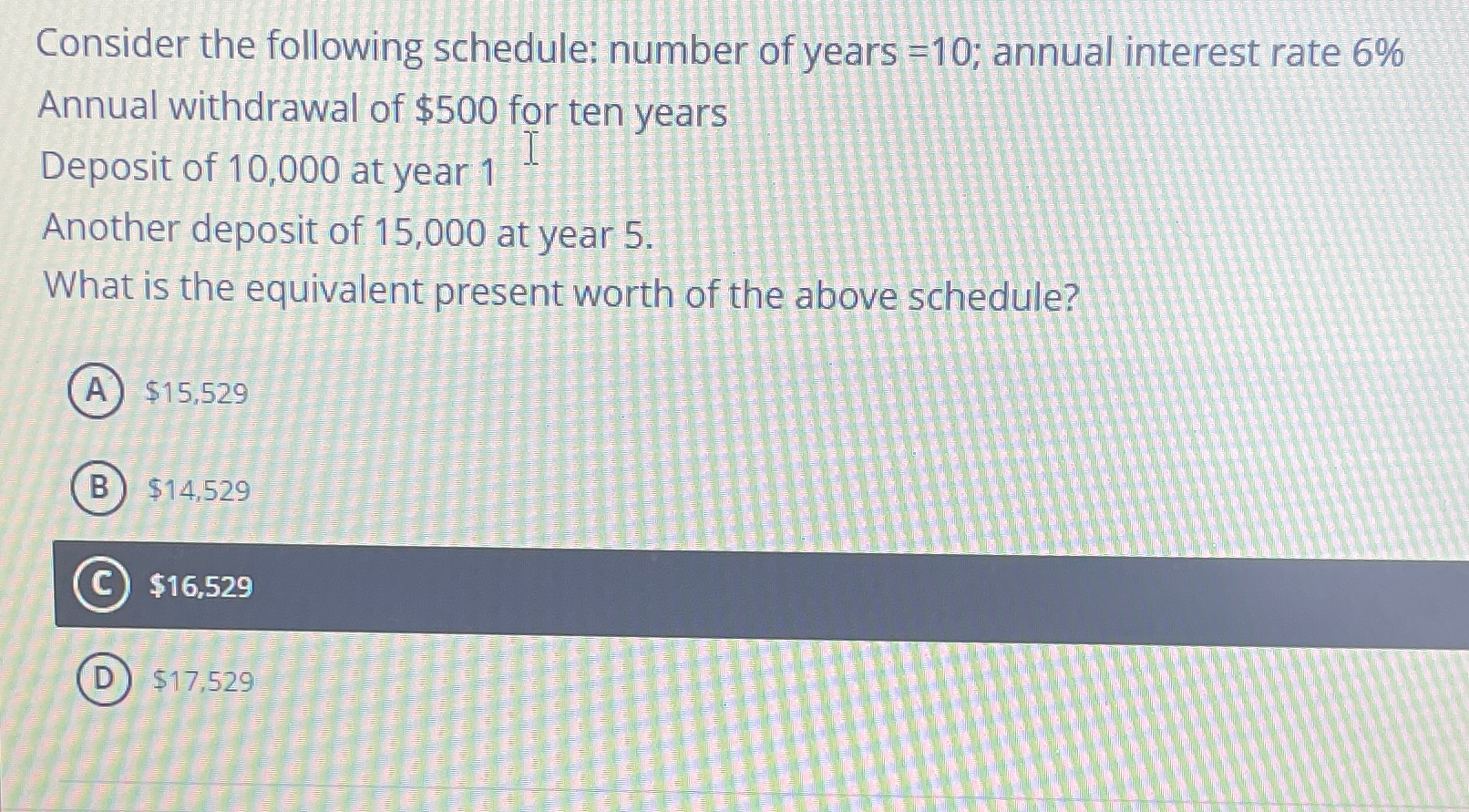 Solved Consider the following schedule: number of years =10; | Chegg.com