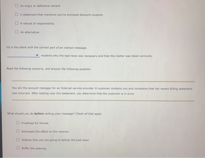 Solved 3. Composing Effective Negative Messages Use the | Chegg.com