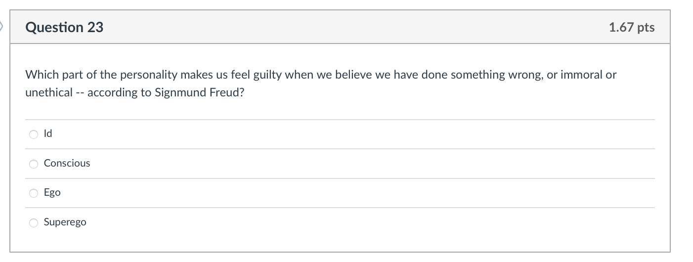 Solved Question 231.67 ﻿ptsWhich part of the personality | Chegg.com