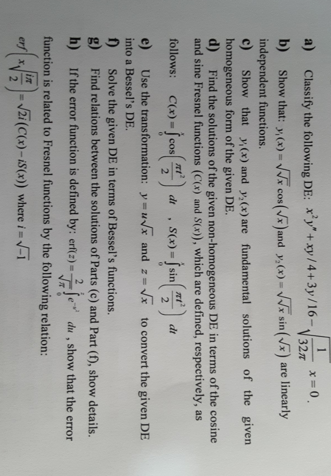Solved a) ﻿Classify the following DE: | Chegg.com