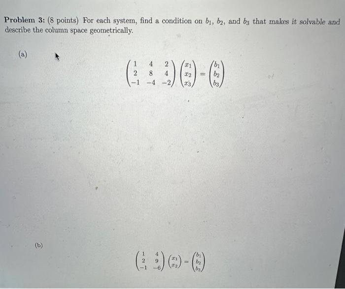 Solved Problem 3: (8 points) For each system, find a | Chegg.com