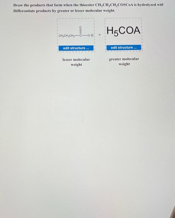 Draw the products that form when the thioester | Chegg.com