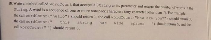 Solved 18 Write A Method Called Wordcount That Accepts A