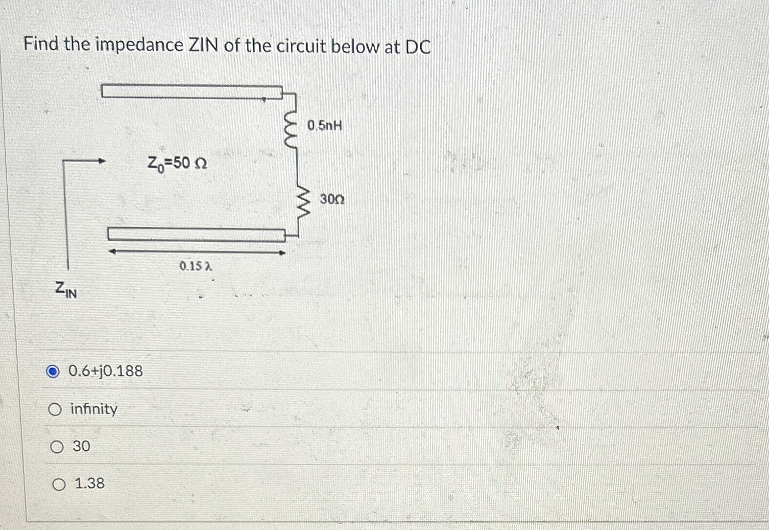 Solved Find the impedance ZIN of the circuit below at | Chegg.com