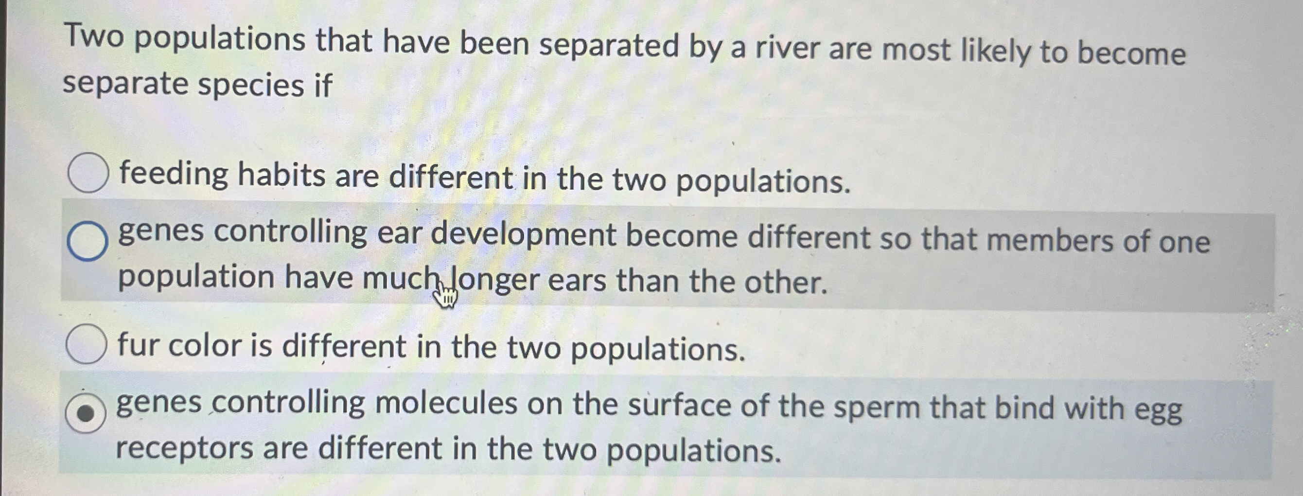 Solved Two populations that have been separated by a river | Chegg.com