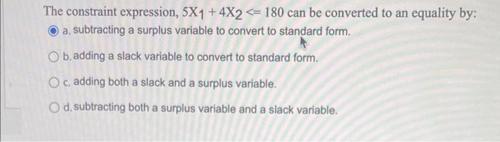 Solved The constraint expression, 5X1+4X2