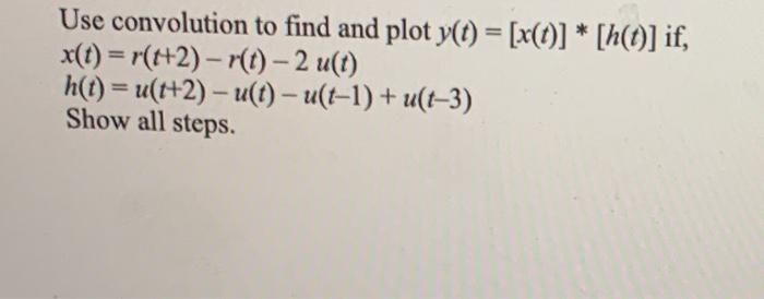 Solved Use Convolution To Find And Plot Y T X 0] [h O]