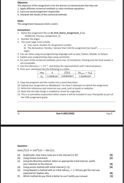 Solved Objective: The objective of this assignment is for | Chegg.com